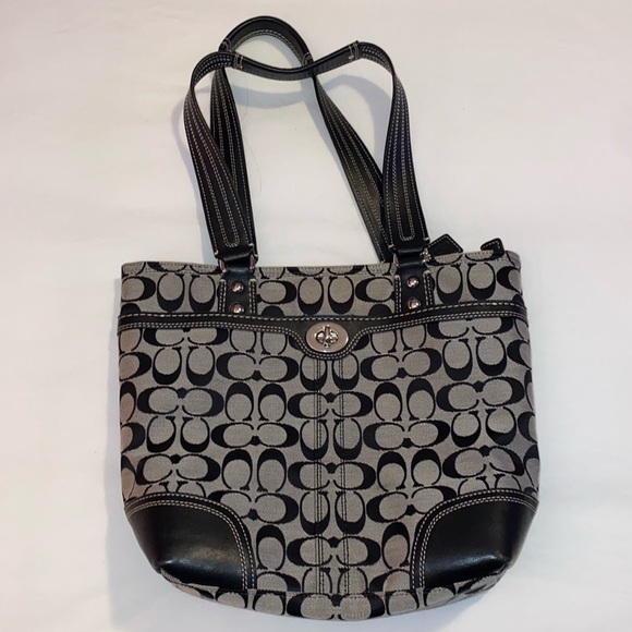 Coach | Bags | Authentic Coach Hampton F3973 Shoulder Handbag Fabric Leather Purse Vintage ...